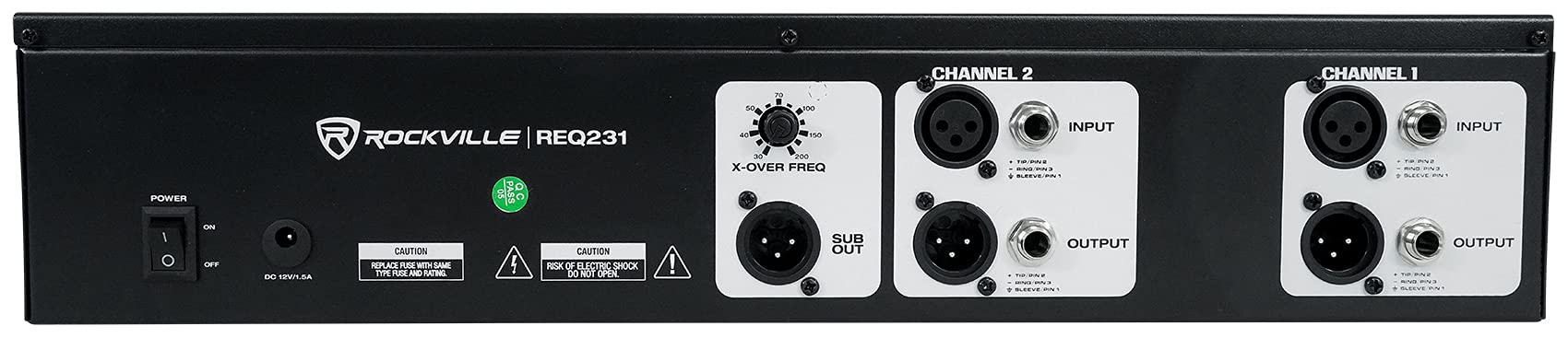 Rockville REQ231 Dual 31 Band 1/3 Octave Graphic Equalizer with Sub-Output, Grey