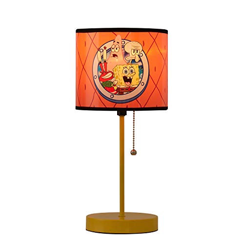 Spongebob Stick Table Kids Lamp with Pull Chain,Metal, Themed Printed Decorative Shade