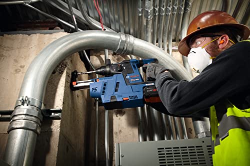 BOSCH GBH18V-26K24AGDE Brushless SDS-plus Bulldog 1 In. Rotary Hammer Kit with Dust-Collection Attachment and (2) CORE18V 8.0 Ah PROFACTOR Performance Batteries