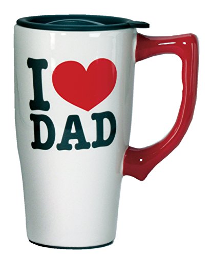 Spoontiques - Ceramic Travel Mugs - I Love Dad Cup - Hot or Cold Beverages - Gift for Coffee Lovers