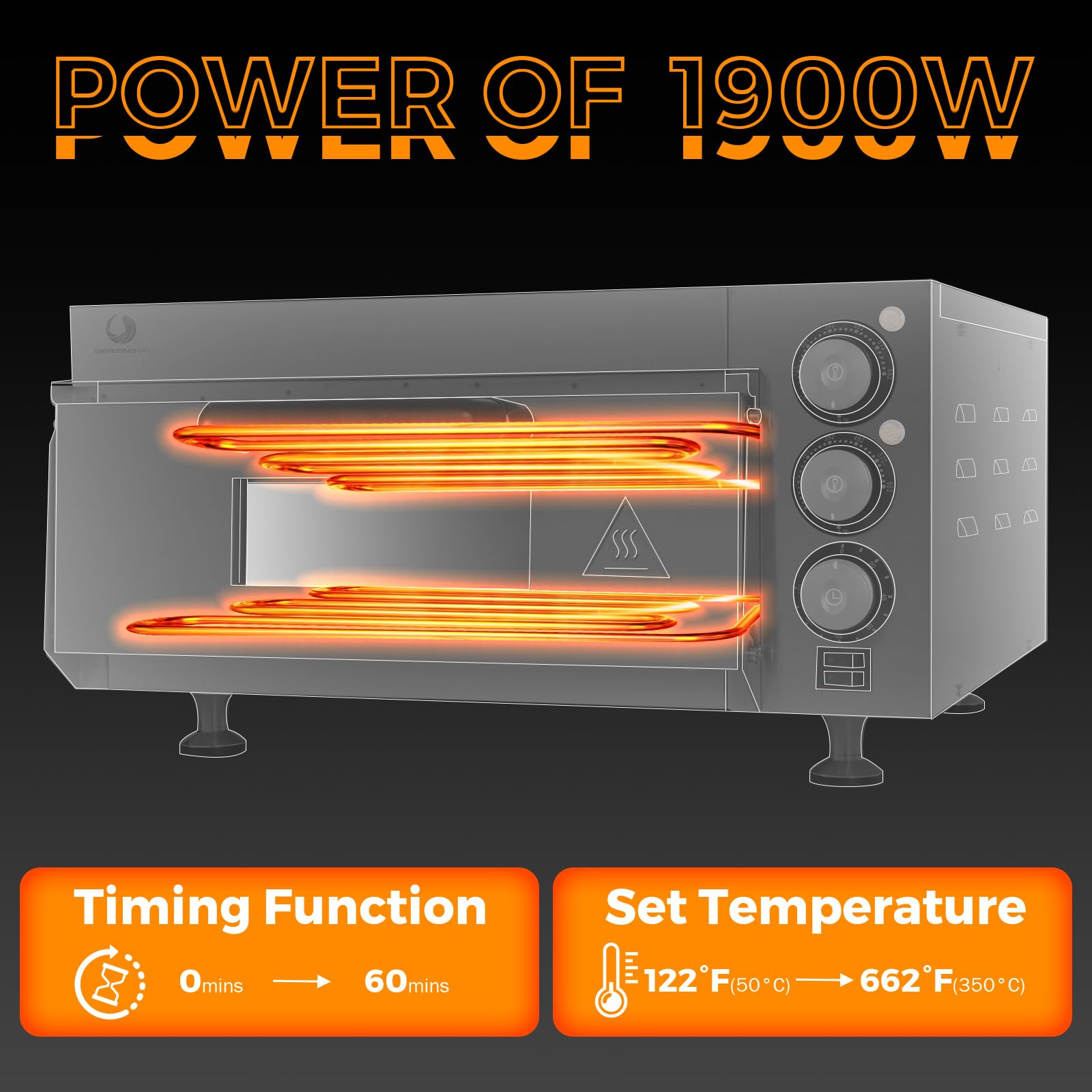 BEAMNOVA Electric Commercial Pizza Oven Countertop,1900W Adjustable Temperature Pizza Oven with 12 Inch Pizza Pan and Pizza Stone for Restaurant Home Pretzels Bakedā¦