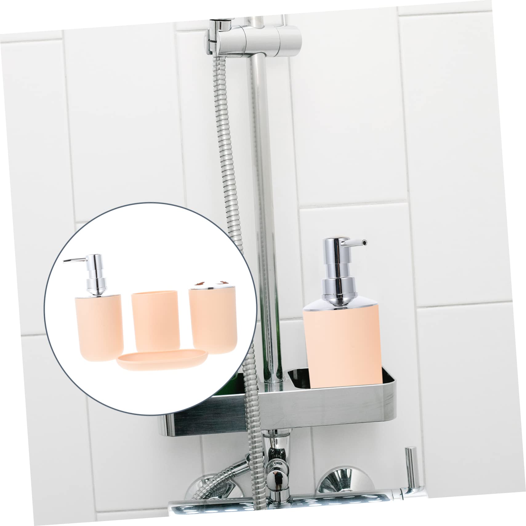 Cabilock 1 Set Bathroom Set Tray Decor Plastic Toothbrush Holder Toothbrush Holder Cup Lotion Pump Bottle Vanity Decor Black Trim Foaming Handwashing Fluid Plating Dressing Table