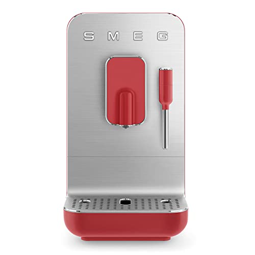 Smeg Fully Automatic Coffee Machine with Steam, Black BCC02RDMUS, Whole Bean Grinder and Titan Renew Water Tank