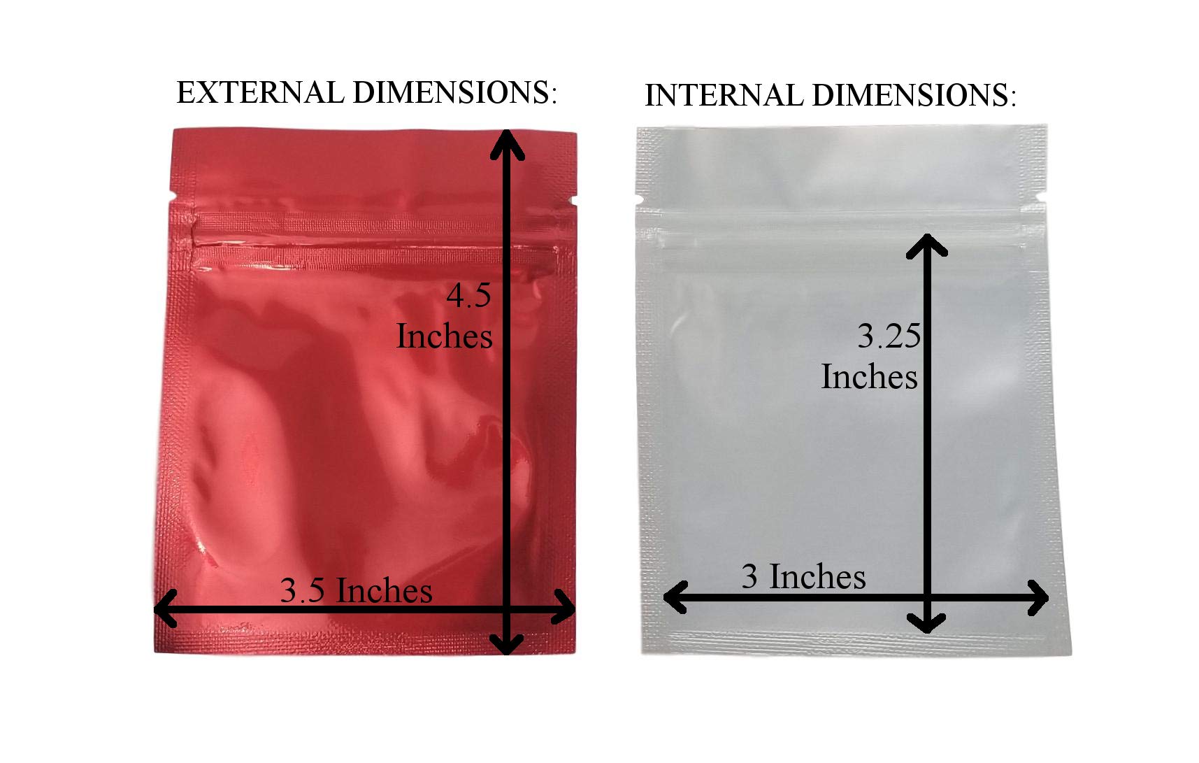 Clear Front Resealable Red Mylar Bags - 5 Mil - 3.5" x 4.5" Zip Seal Heat Sealable Odor Proof Pouch for Herbs Food Vitamins Gummies Snacks Storage Container (100 or 3000) (100)