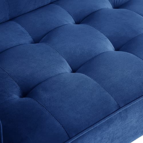 Plococo 78 inch Modern Velvet Upholstered Sofa Bed,Tufted Velvet Fabric Couch,Sofas Couches for Living Room,Apartment,Bedroom (Blue)