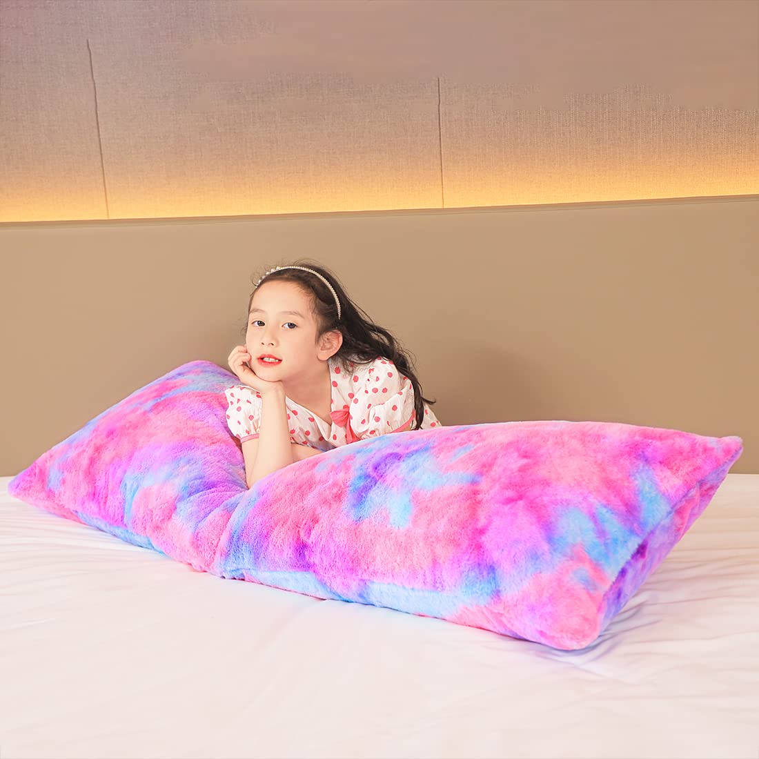 Body Pillows for Adults- Breathable Long Pillow Full Body Pillow Side Sleeper Pillow - Soft, Firm and Fluffy Long Pillow for Bed Pregnancy Pillow ,with Memory Foam with Washable Cover, (purple)