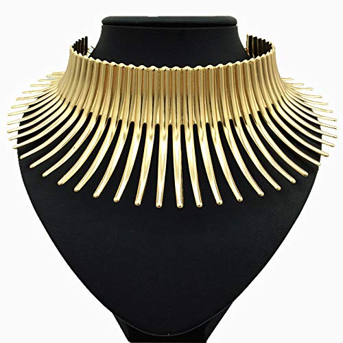 Barode African Collar Choker Necklace Gold Statement Chokers Bib Chunky Necklaces Jewelry for Women(Gold)