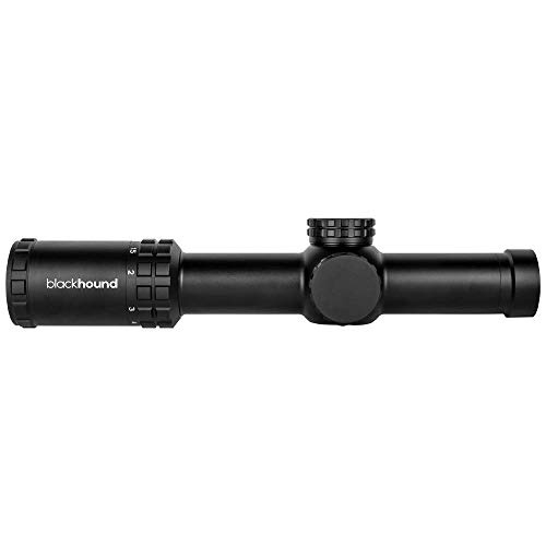 Blackhound Optics Genesis 1-8×28 FFP MOA, Illuminated 1/2 MOA Reticle, Zero Reset and Parallax with 34mm Picatinny Cantilever Mount and Mounting Bubble Levels