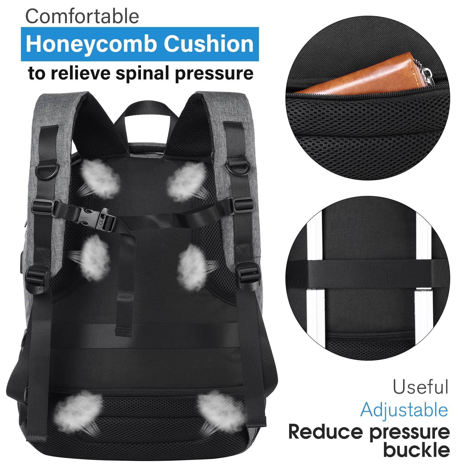 Bookbag School Backpack, Travel Backpack Anti Theft Laptop Backpack with USB Charging Port Water Resistant College Fits 15.6 Inch Notebook Over 3 Years Old