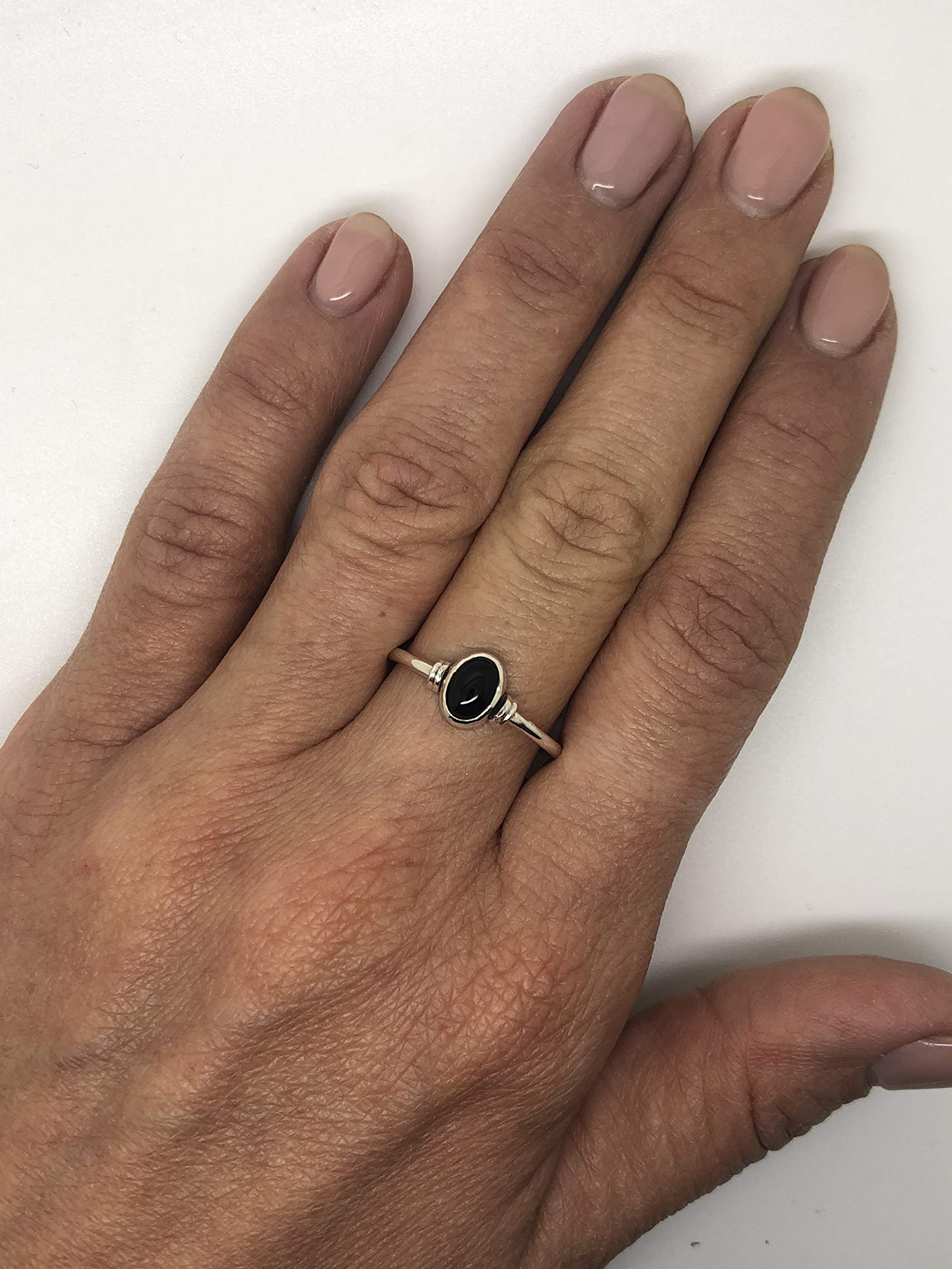 Black Onyx Ring 925 Sterling Silver Vintage Tribal Gypsy Boho Look US Size 5 6 7 8 9 (7)