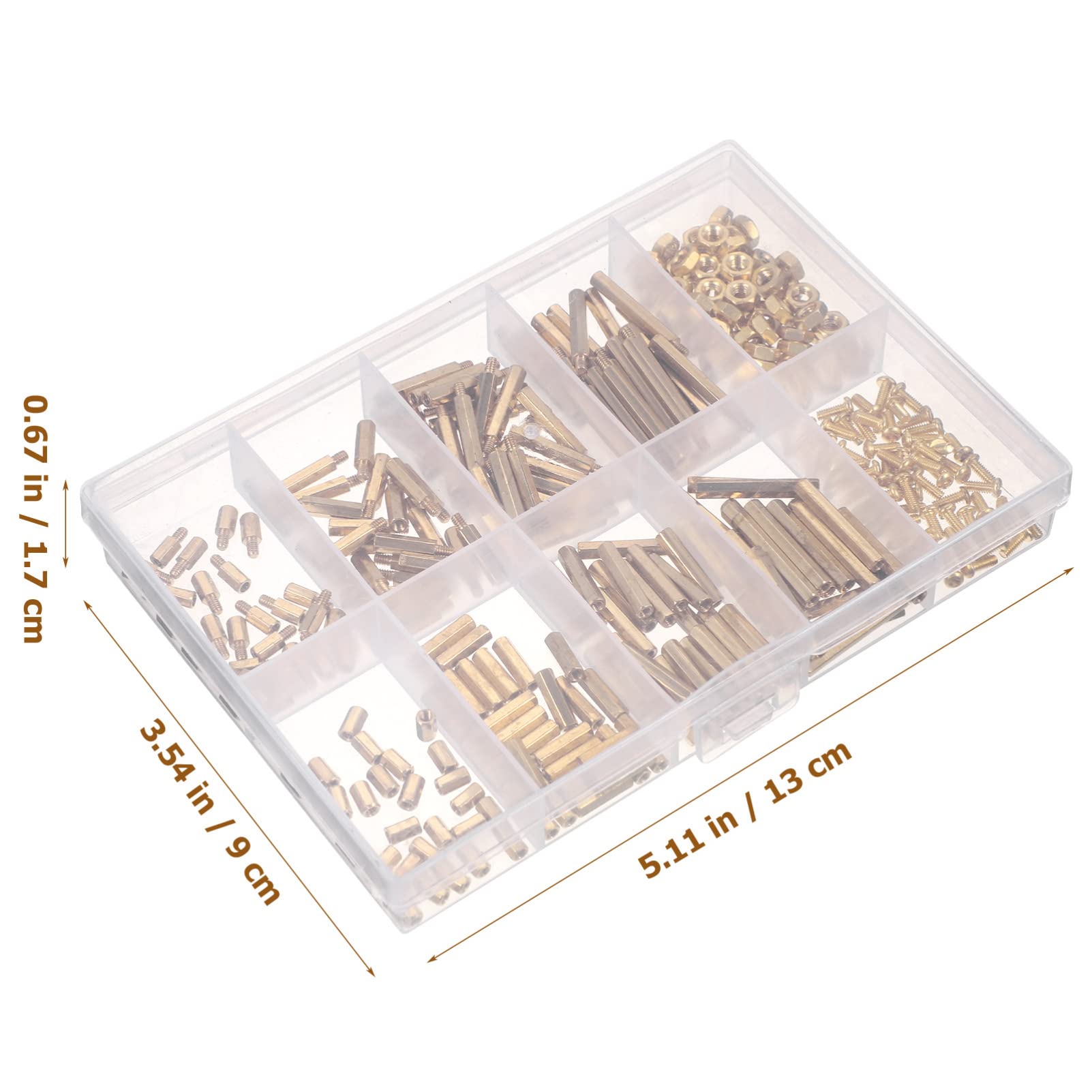 DOITOOL 1 Set Hexagonal Copper Column Hardware Assortment Kit Wall Mount Holder Stand Off Wall Mounts Metric Screw Assortment Kit Ceiling Fan Mount Hex Standoffs M2 Laptop Pillar