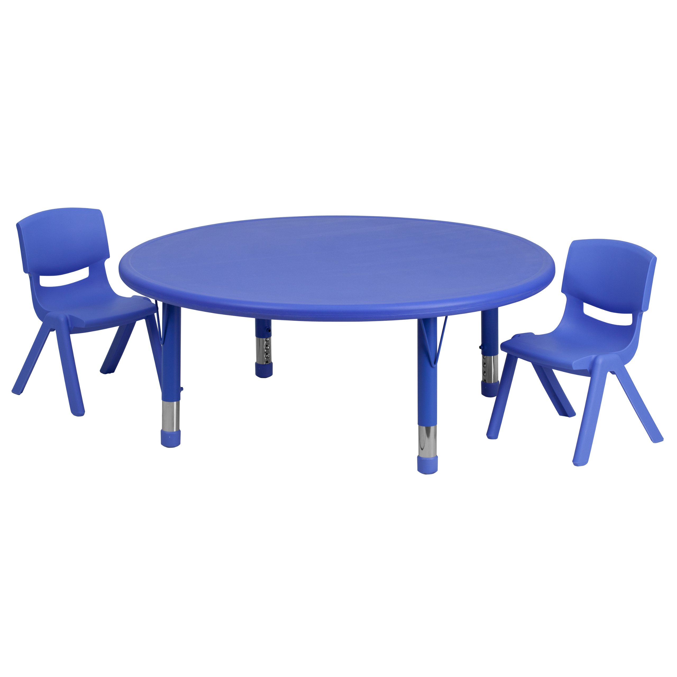 Flash Furniture Round Activity Table Set, 45"W x 45"D x 14.50" - 23.75"H, Blue