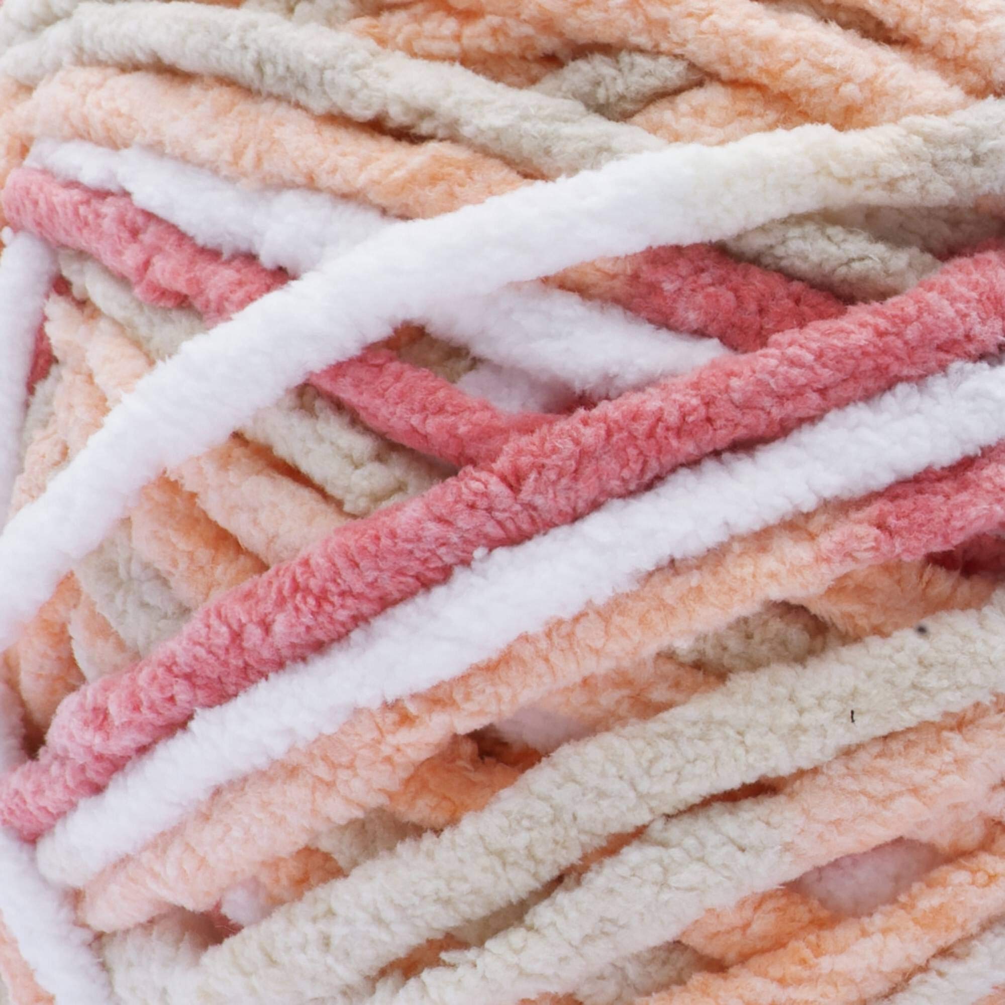 Bernat Baby Blanket Yarn - Big Ball (10.5 oz) - 3 Pack with Pattern Cards in Color (Peach Blooms)