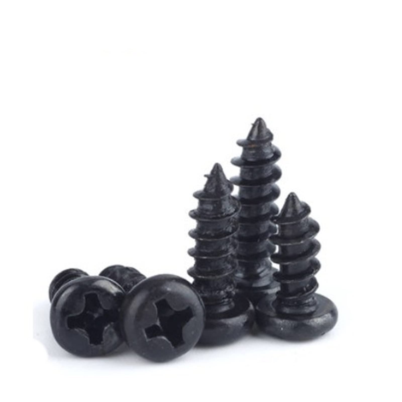 Cliuyou-Set Screws Self Tapping Screws for Electric Small Pan Head Black M1 M1.2 M1.4 M1.5 M1.7 M2 Laptop Screws Computer, 1000Pcs, Good wear Resistance (Color : 5mm, Size : M2)