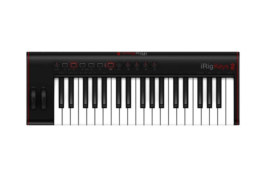 IK Multimedia iRig Keys 2 Pro portable keyboard MIDI controller with 25 velocity-sensitive synth-action keys and headphone output, for iPhone, iPad, Mac, PC, Android