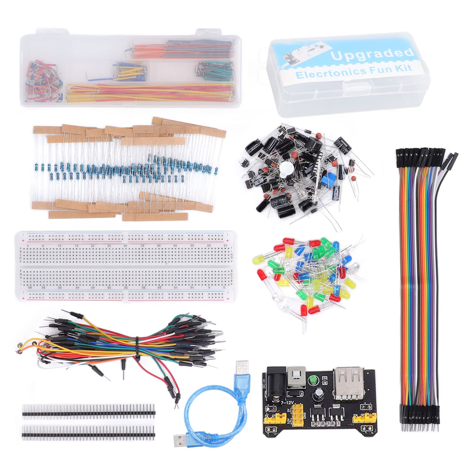 Electronics Component Starter Kit, Complete Easy Finding Clear Labels Electronics Component Fun Kit for Electrical Experiments