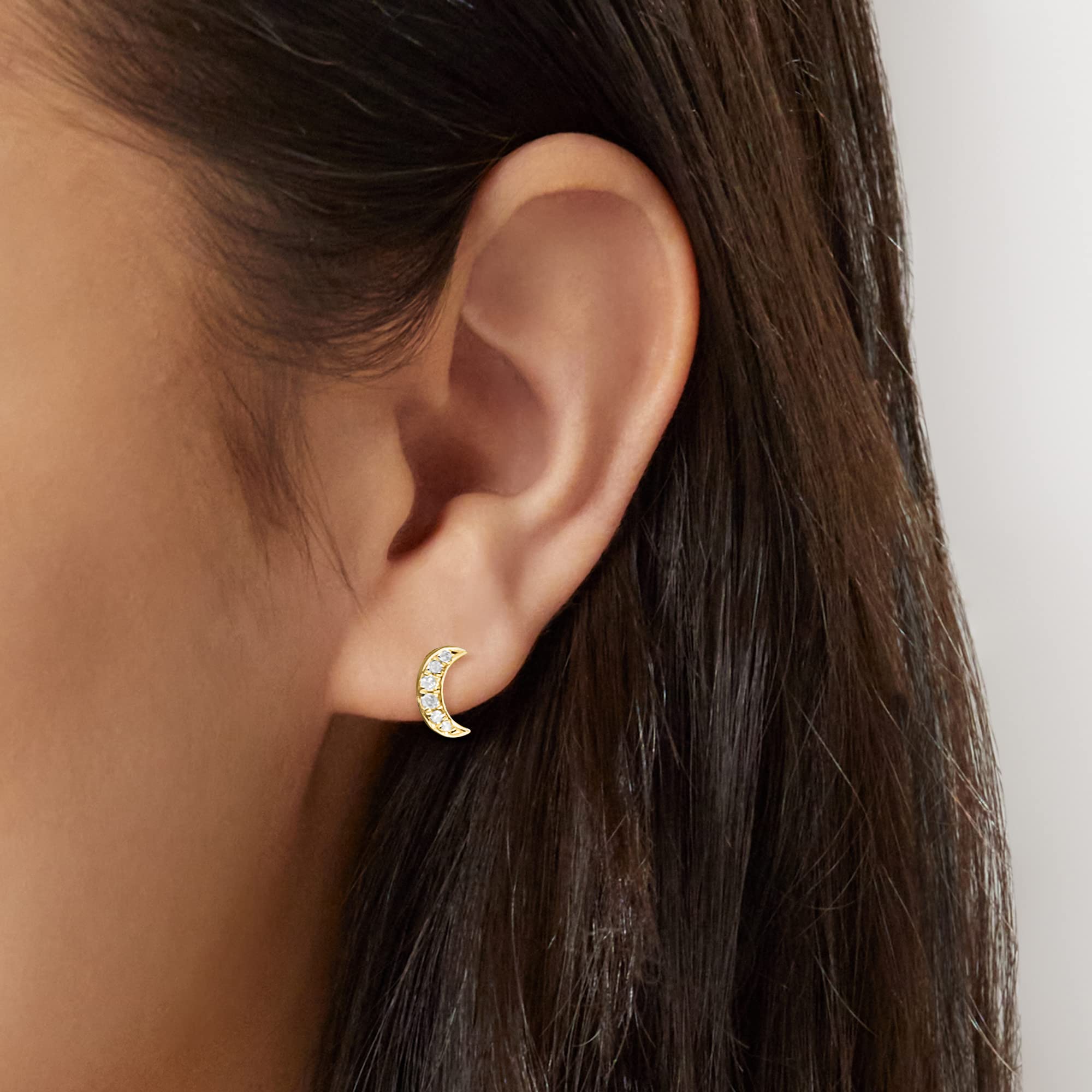 Canaria 0.10 ct. t.w. Diamond Crescent Moon Earrings in 10kt Yellow Gold