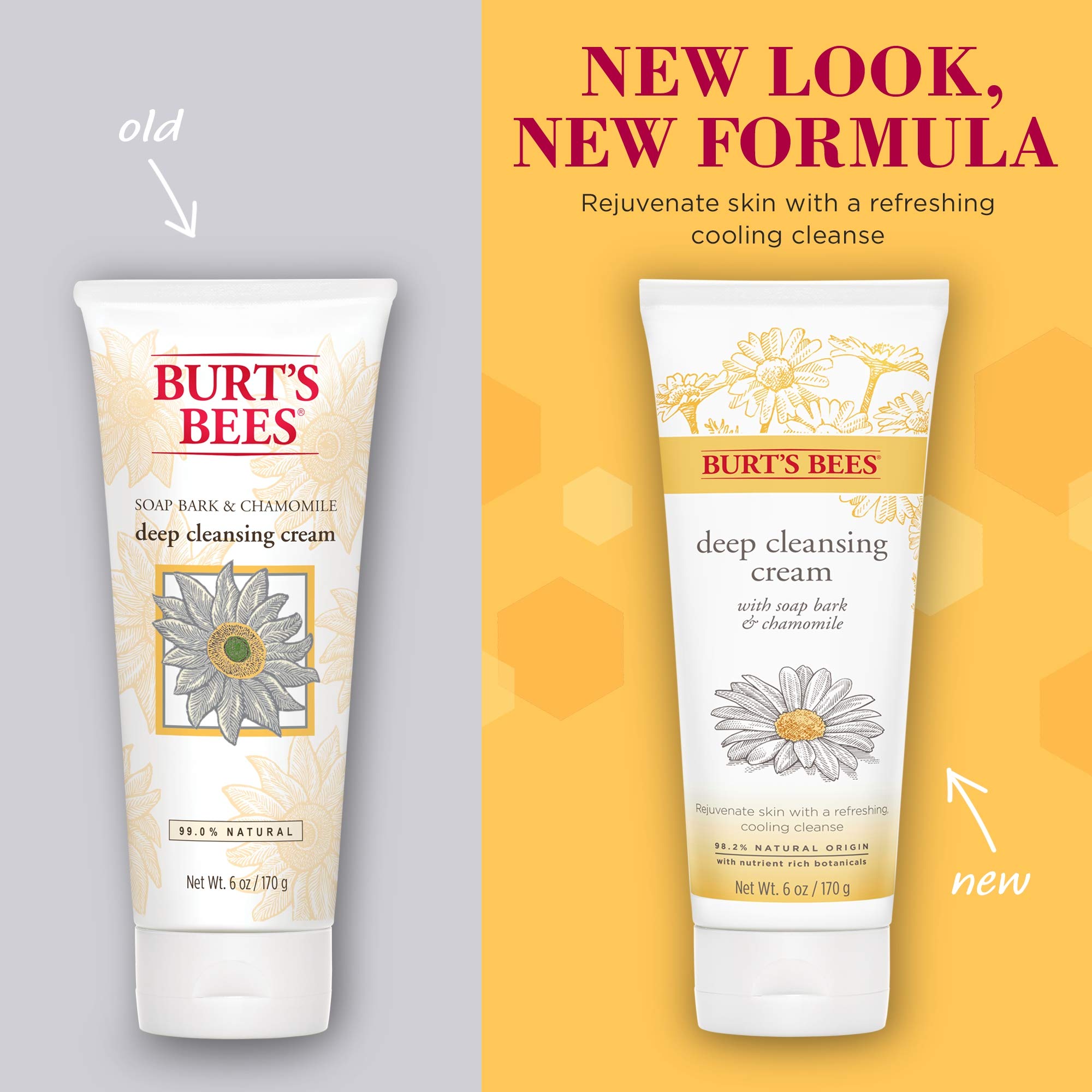 Burt's Bees Soap Bark and Chamomile Deep Cleansing Cream, 6 ounce pack of 2
