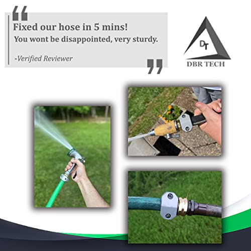 DBR Tech Garden Hose Repair Kit, Male and Female Solid Aluminum Alloy Connectors, Heavy-Duty Rust Resistant Coupler Supports High Water Pressure Systems, 1 Pack