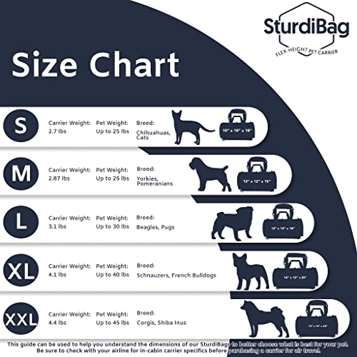 Sturdibag Extra Large Pet Carrier Flexible Height Pet Tote, Black,Size XL { 20"L x 16"H x 12"W}