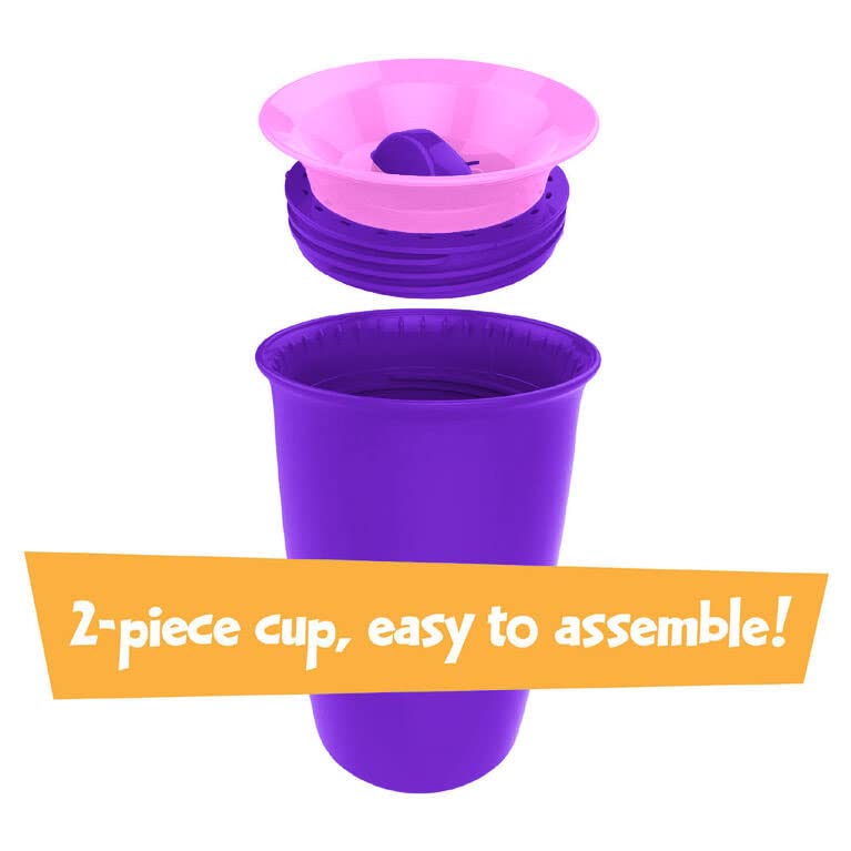 Playtex Baby Stage 2 Spoutless 360 Drinking Cups, Ages 1+, Leakproof, Spill Proof, Pink and Purple, 10 Ounce, 2 Count