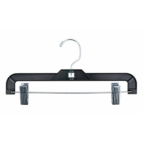 NAHANCO 2611RC Super Heavy Weight Plastic Skirt/Slack Hangers, 12", Black (Pack of 100)