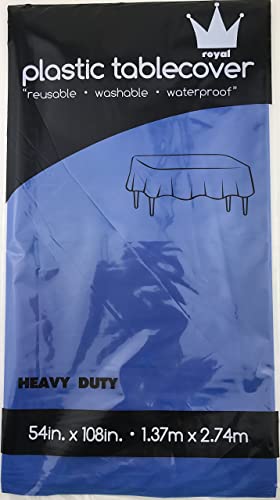 Royal 7 Pack of:3 Plastic Table Cloth 54 x 108, Plastic Party Table Cover, Reusable Plastic Table Cloth, Disposable Rectangular Table Cover (Blue, 3)
