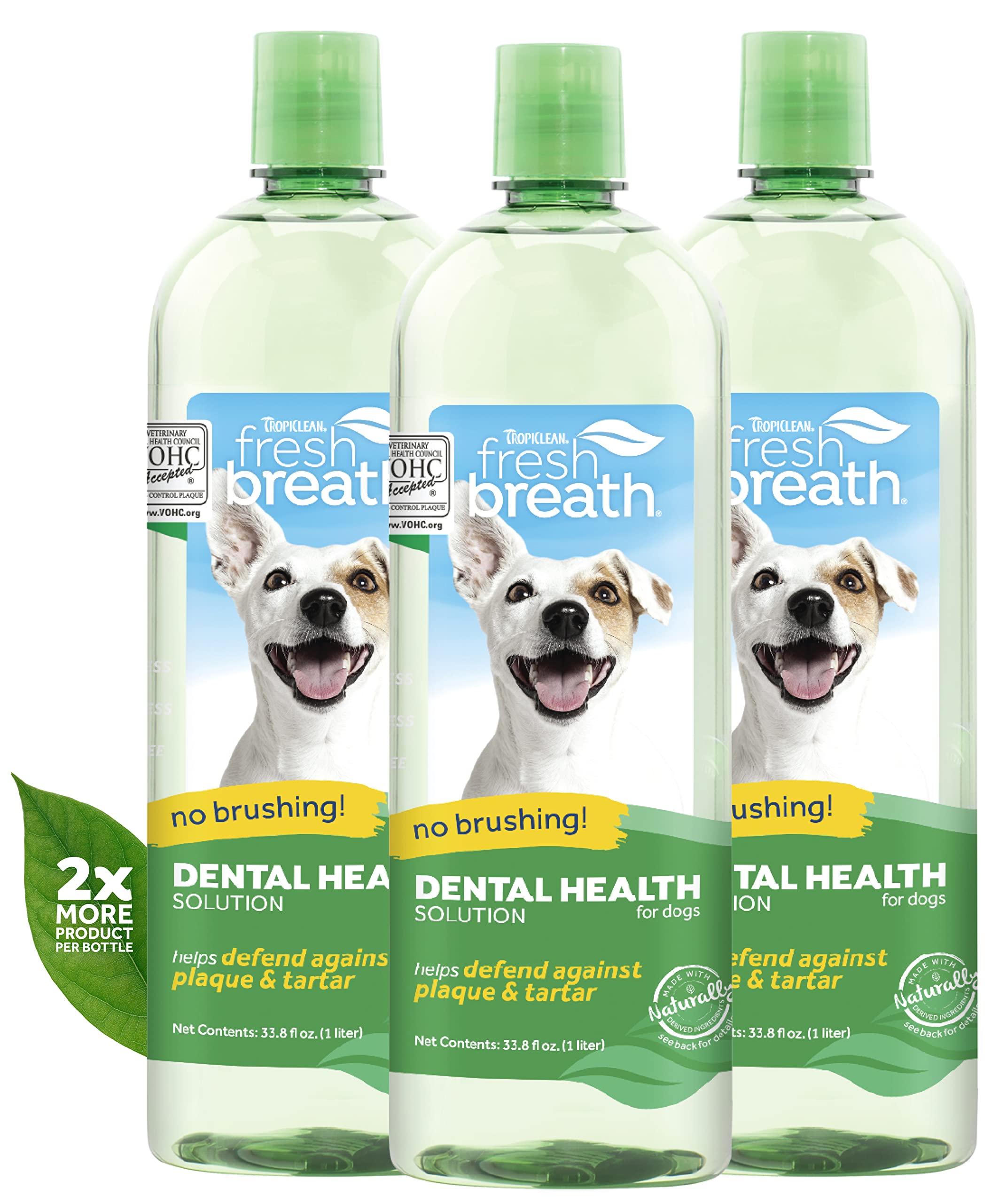 TropiClean Fresh Breath Original | Dog Oral Care Water Additive | Dog Breath Freshener Additive for Dental Health | VOHC Certified | Made in the USA | 33.8 oz. | Pack of 3