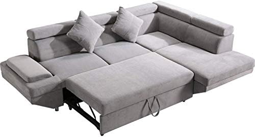 FDW Sofa Sectional Futon Sofa Bed Sofa for Living Room Couches and Sleeper Sofa PU Leather Sofa Set Corner Modern Queen 2 Piece Contemporary Upholstered, Blue