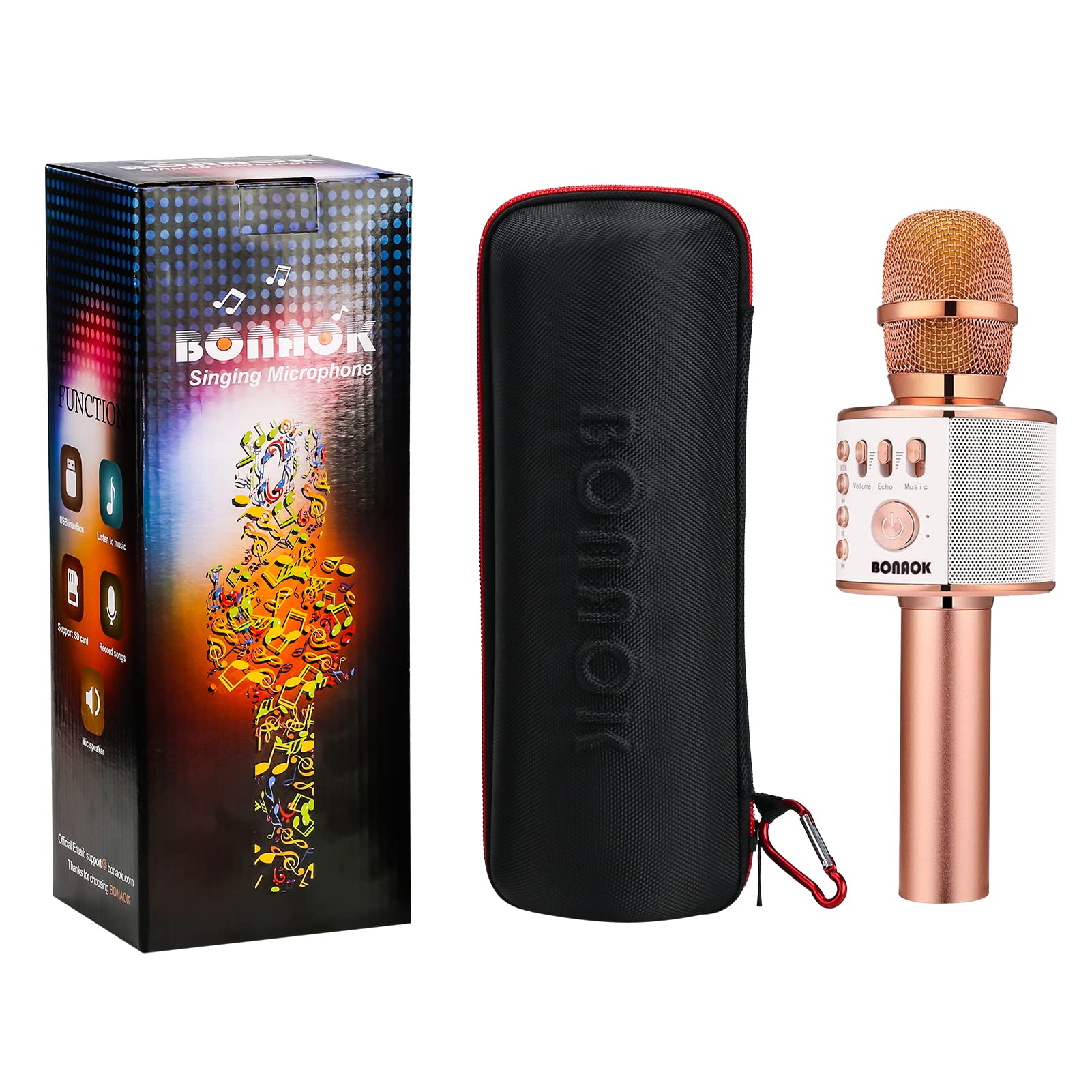 BONAOK 2 of Q37 Karaoke Microphone, Portable Karaoke Machine with Built in Speaker for Kids and Adults