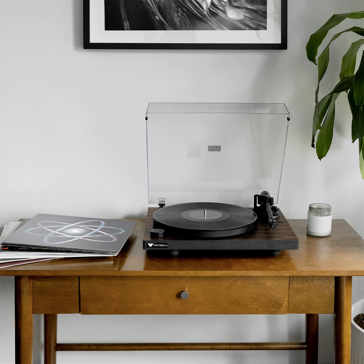 Victrola Premiere T1 Turntable - Sleek, Modern Vinyl Record Player, 33-1/3 & 45 RPM Vinyl Records & LPs, Built-In Bluetooth 5.0, Stereo RCA Output, Phono Preamp Output