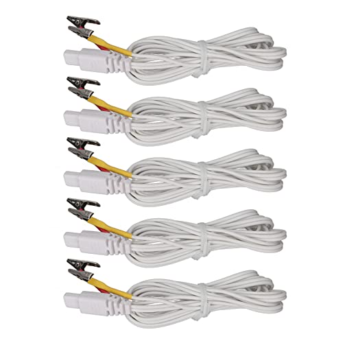 Crocodile Clip Cord, Sturdy PVC 5pcs Potable Size White Copper Foil Wire Therapeutic Crocodile Clip for Slimming Massager