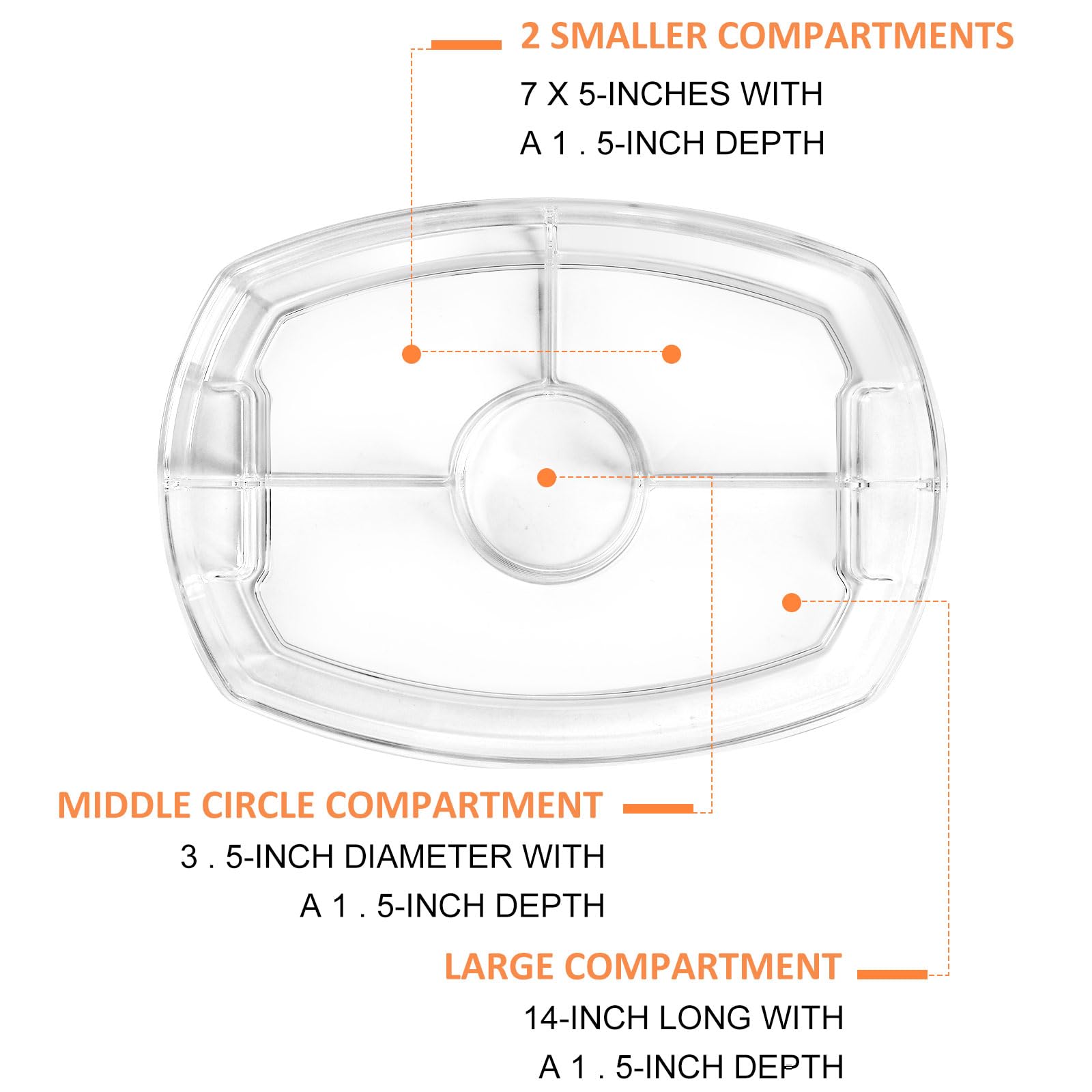 IVYHOME Fruit Trays for Serving for Party, Chilled Veggie Tray, Shrimp Cocktail Serving Dish, Appetizer Serving Platter for Parties, with Lid and 4 Compartments