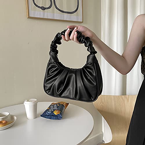 Purse Vintage Retro Shoulder Bag Vegan Leather 90s Rachel Bag Mini Purse Fashion Bag Chic… (Midnight Black)
