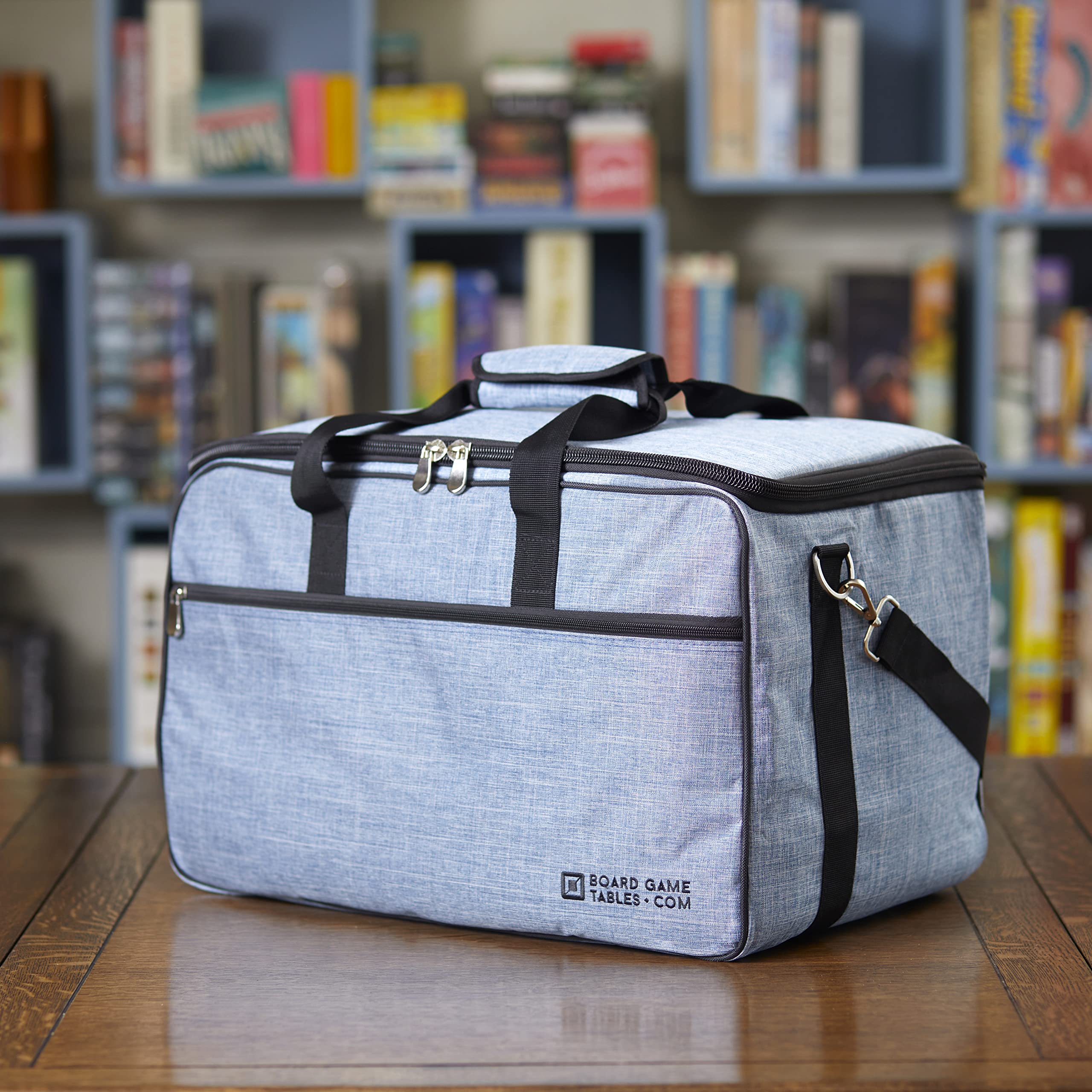 Board Game Bag - Allplay/BoardGameTables.com - [Backpack/Shoulder Strap/Luggage Slip] - Padded Board Game Carrier (Sky Blue)