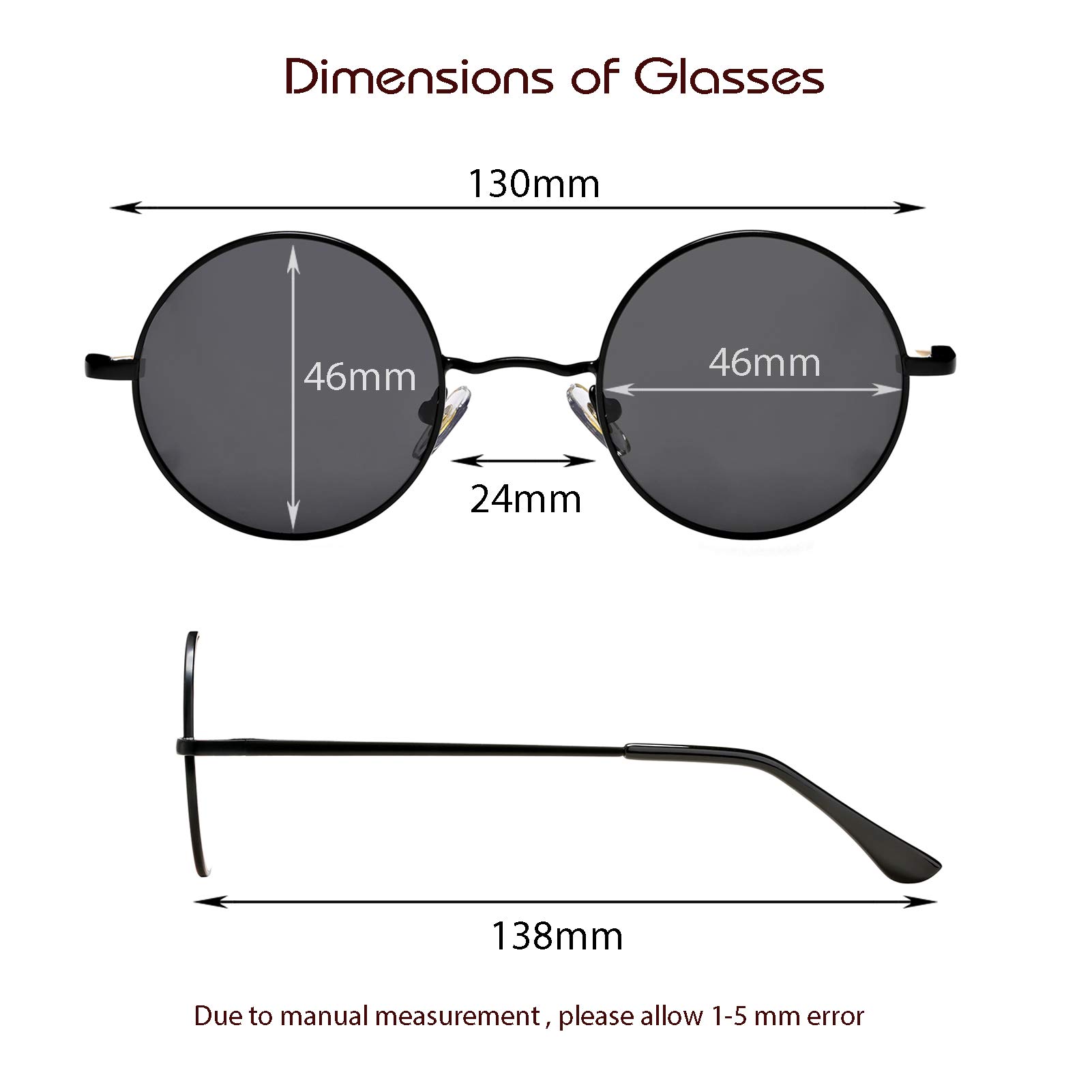 Braylenz 3 Pack Trendy Small Round Polarized Sunglasses for Women Men, Retro Hippie Style Shades Glasses (Pink Mirrored + Blue Mirrored + Black)