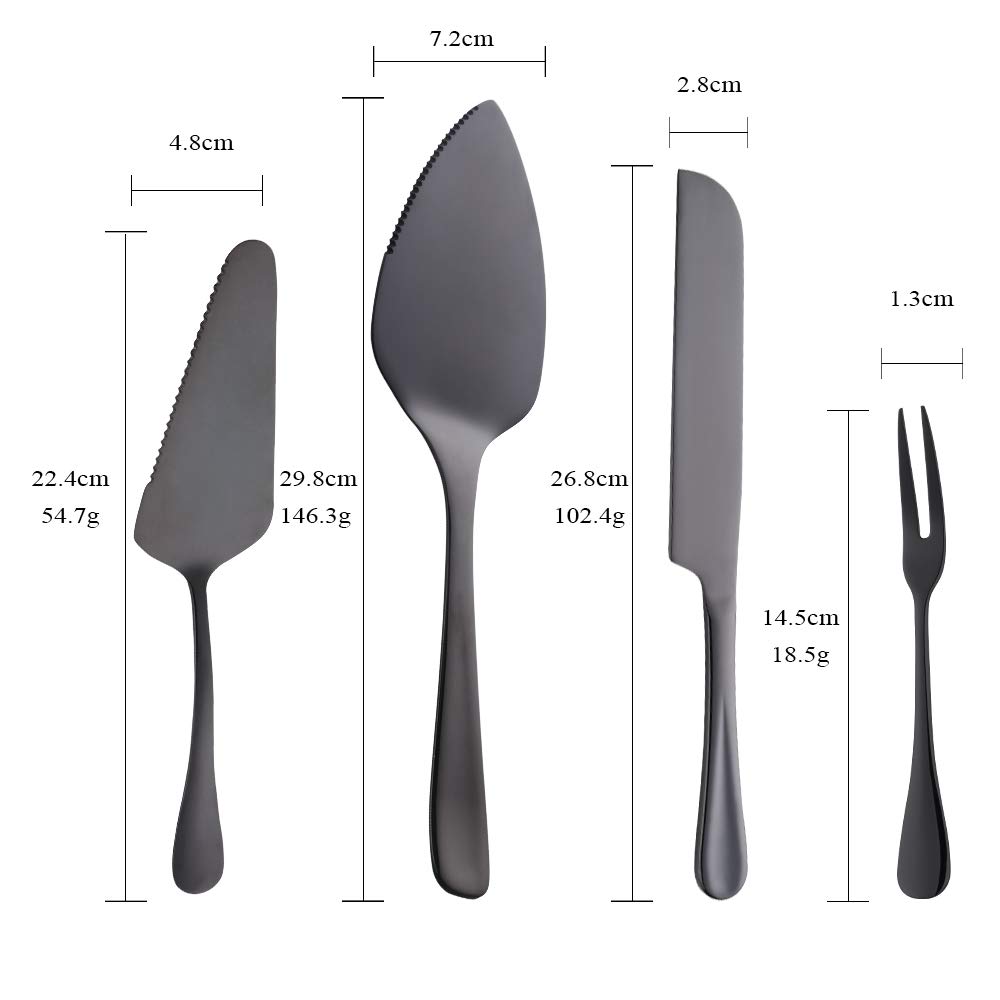 Cake Server Set,Black 18/8 (304)Stainless Steel Cake Shovel,Cake Knife&Dessert Fork/Cake Cutting Sets for Wedding,Anniversary,Party Supplies by BUY THINGS!