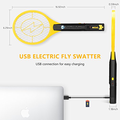 Electric Fly Swatter Racket - Indoor & Outdoor Bug Zapper, Mosquito Zapper for Home, Pest Control, Fly Zapper, Mosquito and Bug Zapper Indoor