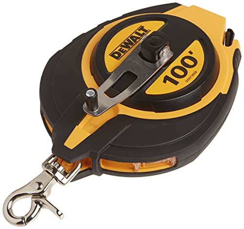 DEWALT Tape Measure, 100-Foot, Self-Lock, Solid Chrome Finish, Rubber Grip (DWHT34036L)