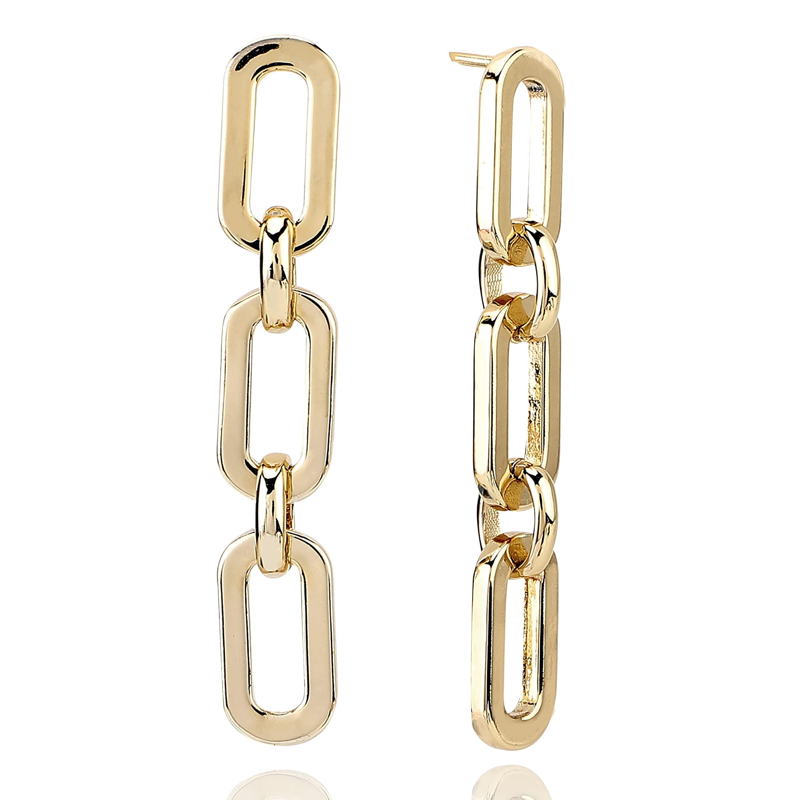 Chain Earrings For Women 18K Gold Plated Paperclip Earrings Drop & Dangle Earrings Sterling Silver Post