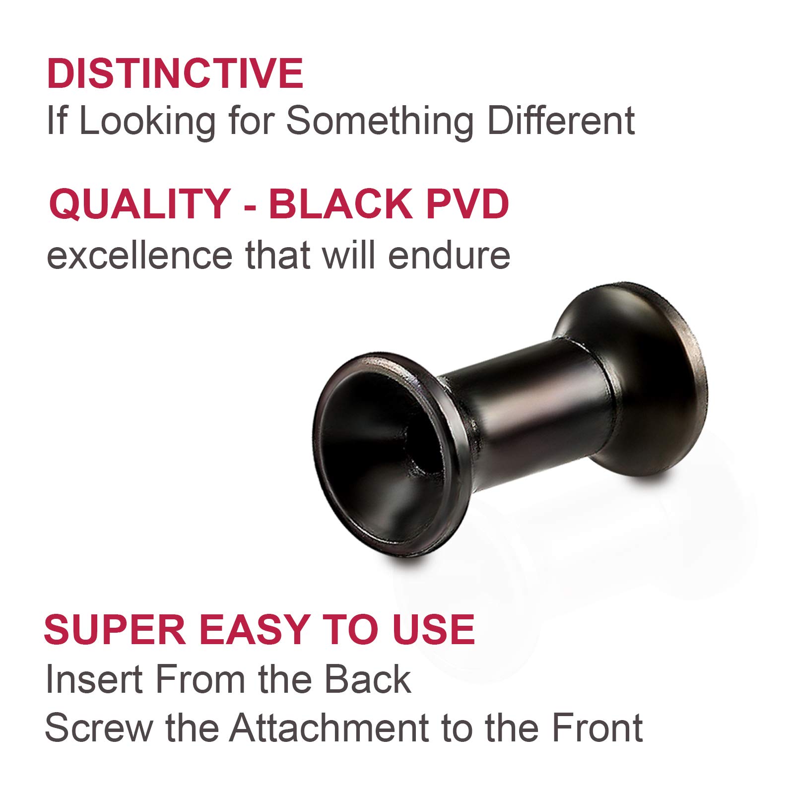 bodyjewellery 10G 10 Gauge Black PVD Coated Steel Double Flare Internally Threaded Tunnel Plug AFCG Ear Stretching Stretcher Piercing 2Pcs