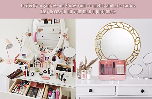 Makeup Organizer With Drawers, Wall mounted Organizer | Portable Makeup Organizer, Makeup Organizer | Makeup Storage Box, Pink Makeup Organizer