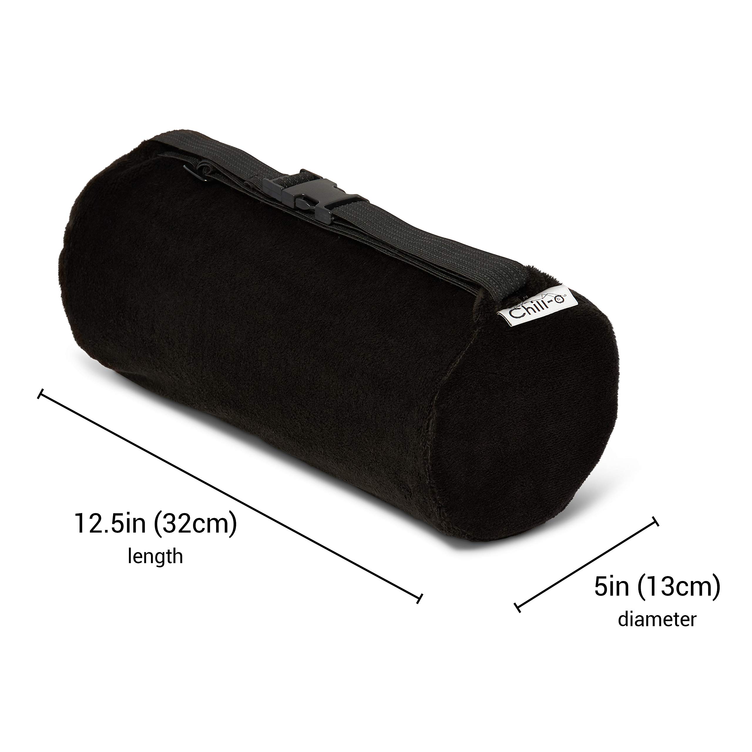 Chill-o Lumbar Support Pillow Roll for Lower Back, Neck, and Legs - Use in Chair, Car Seat, Bed, Office Chair (Can Reduce Back Pain and Strain) Removable Strap Allows for Many Uses - Great Gift