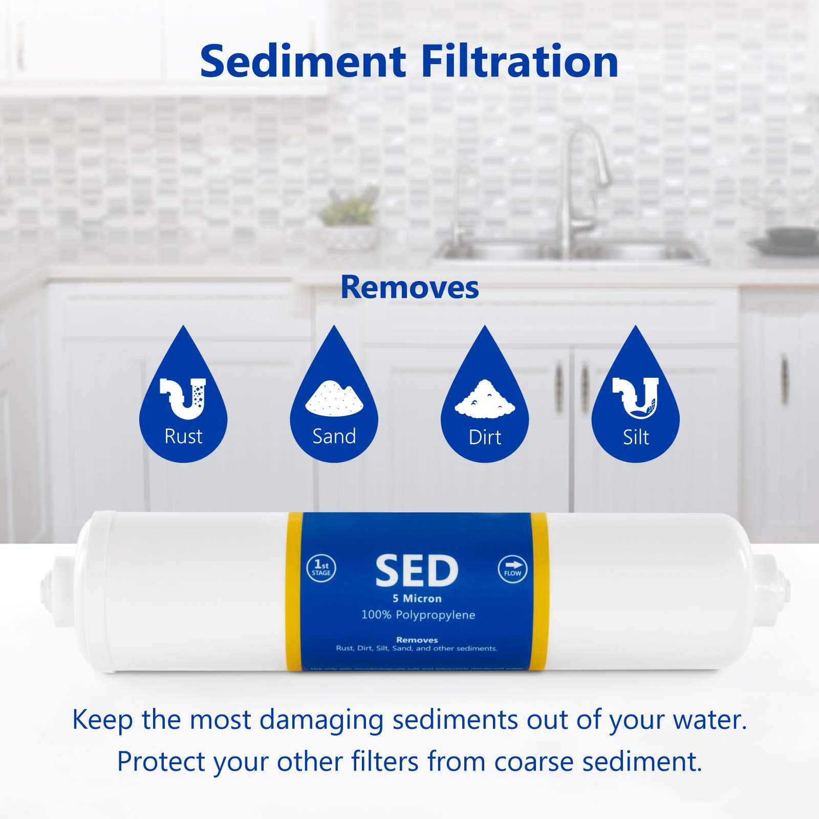 Express Water – Countertop Reverse Osmosis System Filter Set – 7 Replacement Filters – 1?4” Quick Connect Filter Cartridges – Sediment and Carbon Filters – 100 GDP RO Membrane – 1 Year Filter Set