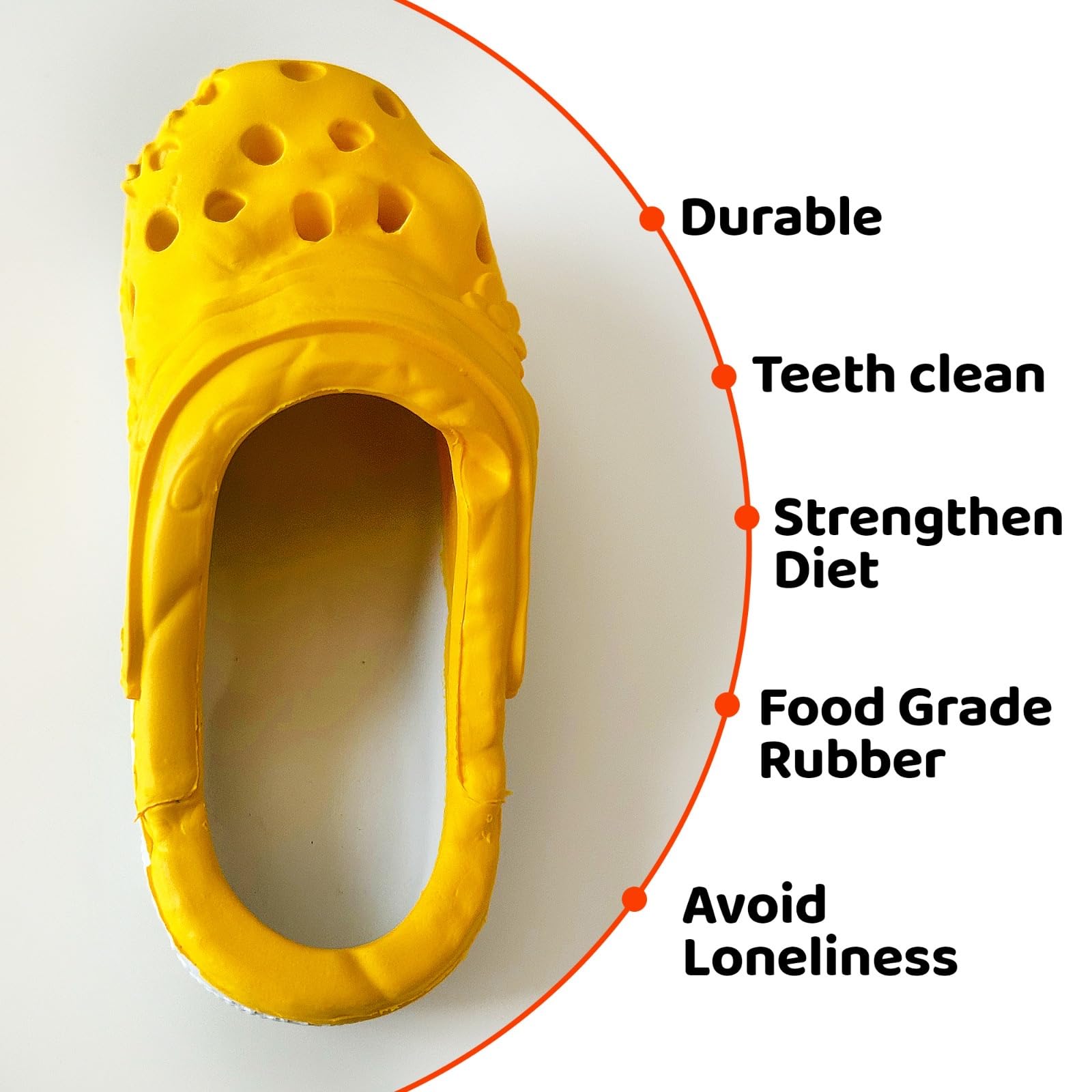 Generic Durable Rubber Slipper Dog Toy for Aggressive Chewers β Interactive Toy for All Breeds β Tough, Indestructible, and Ideal for Pet Training & Teeth Cleaning, Yellow