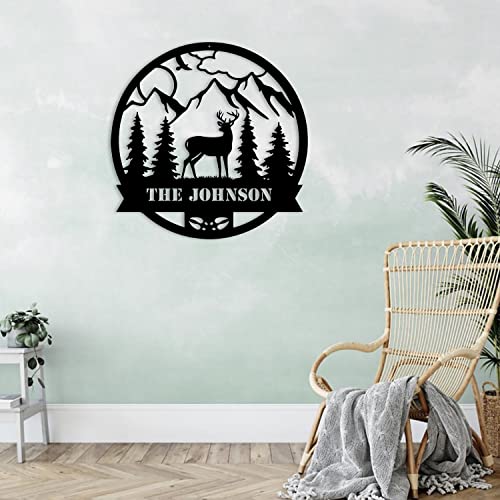 HUSSIO Personalized Hunting Deer Metal Sign, Living Room Metal Wall Art, Housewarming Gift, Hunter Gift, Best Decoration Ever