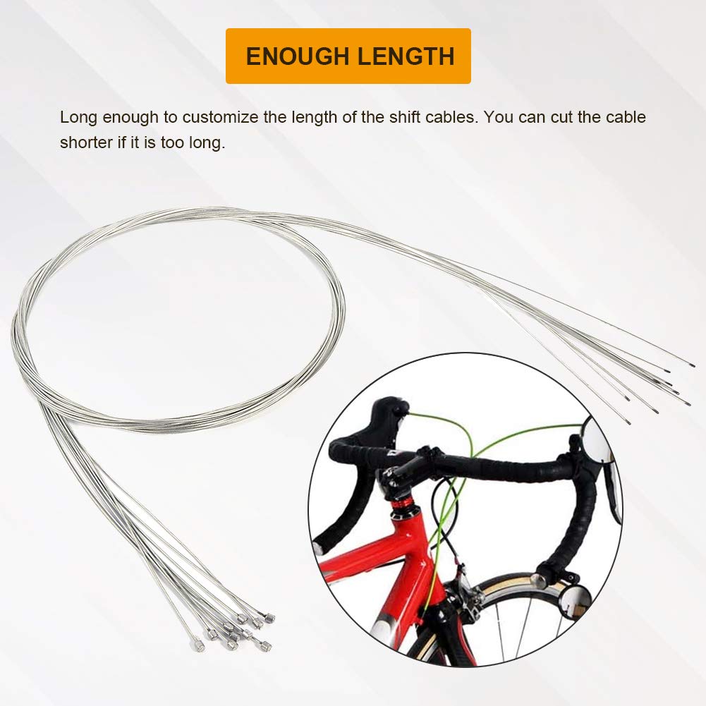 CHICIRIS Bike Derailleur Cable, Silver Cable Strong Slick Cable Practical Cable, for Speed Control System of Mountain Bike Road Bike City Bikes Folding Bike