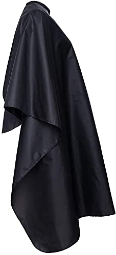 VETUZA Professional Barber Cape, Salon Cape with Snap Closure for Hair Cutting, Black 59" x 51"