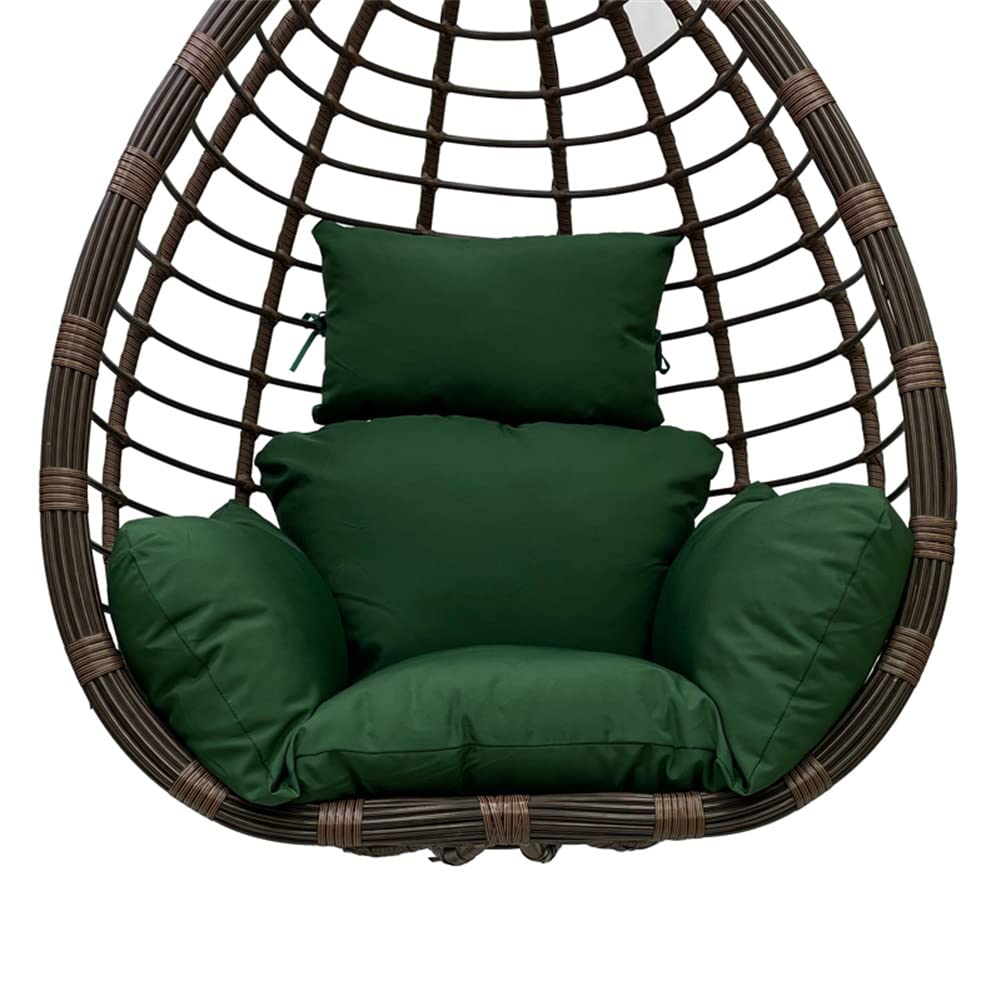 Srutirbo Egg Chair Cushion Replacement, Foldable Waterproof Hanging Basket Swing Chair Cushion with Headrest,Outdoor Porch Backyard Patio Hammock Swing Replacement Cushions (Dark Green)
