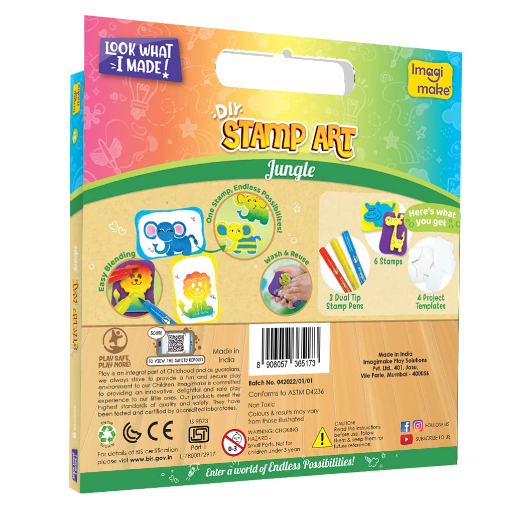 Imagimake Stamp Art Jungle | Easter Crafts for Kids Ages 3-5 | Easter Basket Stuffers for Toddler | Easter Toys | Easter Gifts for Toddlers | Easter Gifts for Girls & Boys 3, 4, 5, 6, 7, 8 Years